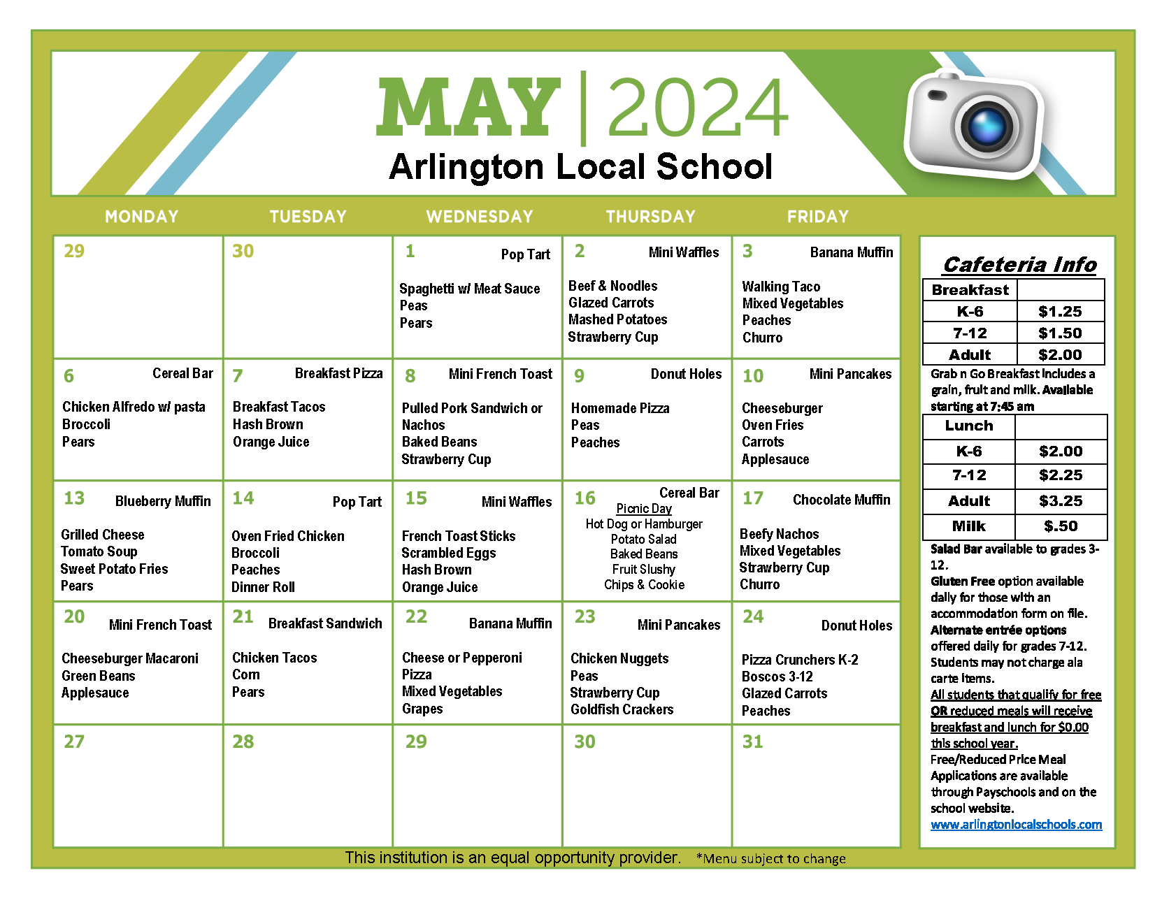Lunch Menu - Arlington Local Schools
